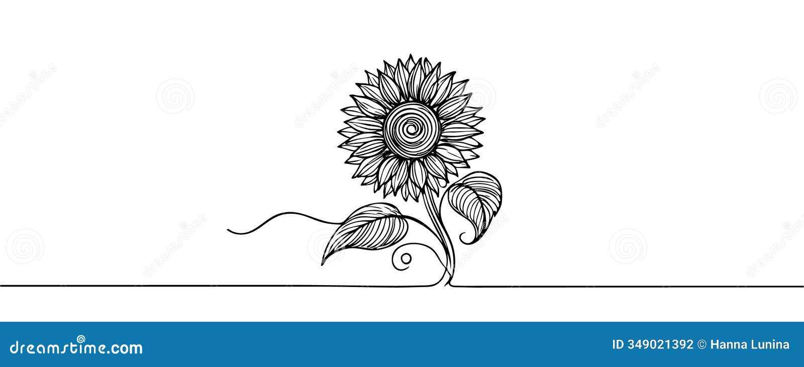 Continuous Line Drawing of Sunflower. Vector Illustration with One Line ...