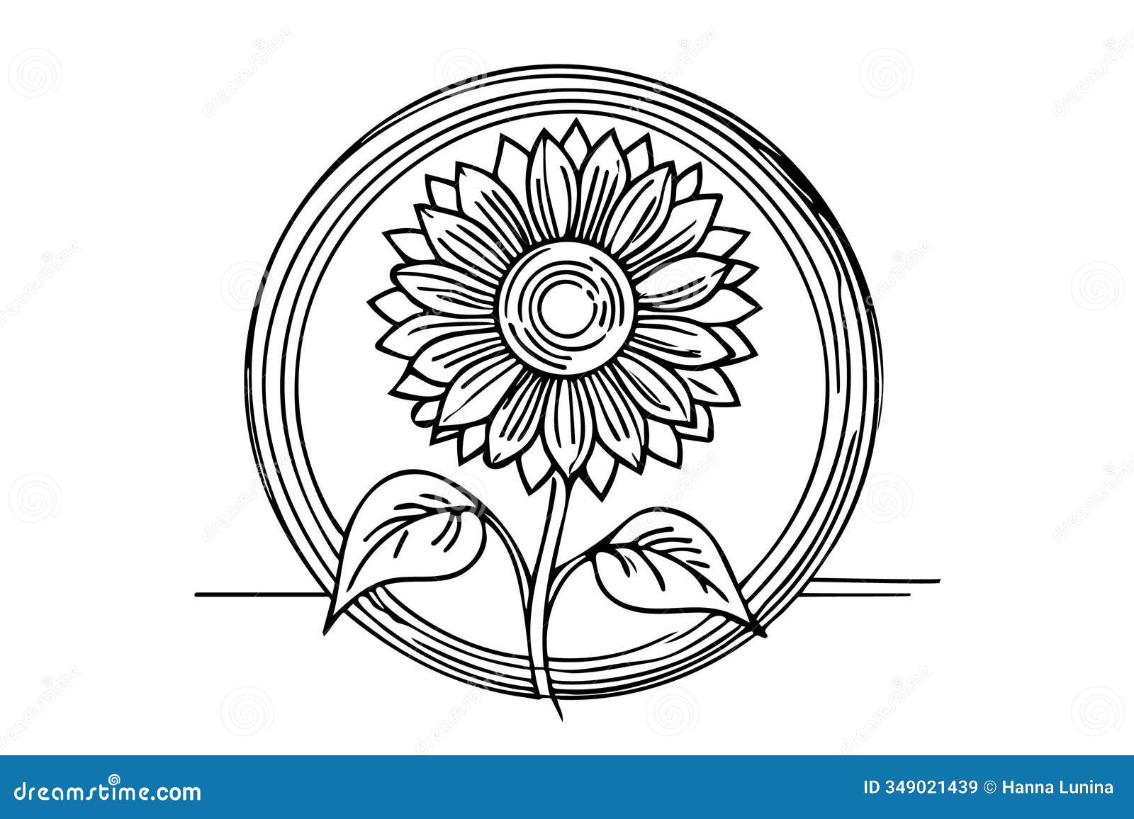 Continuous Line Drawing of Sunflower. Vector Illustration with One Line ...