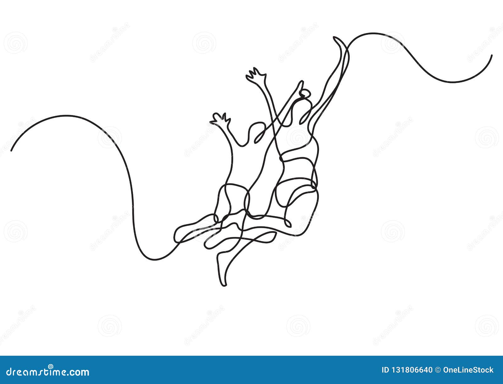 Continuous Line Drawing Of Swimmers Jumping Vector Illustration ...