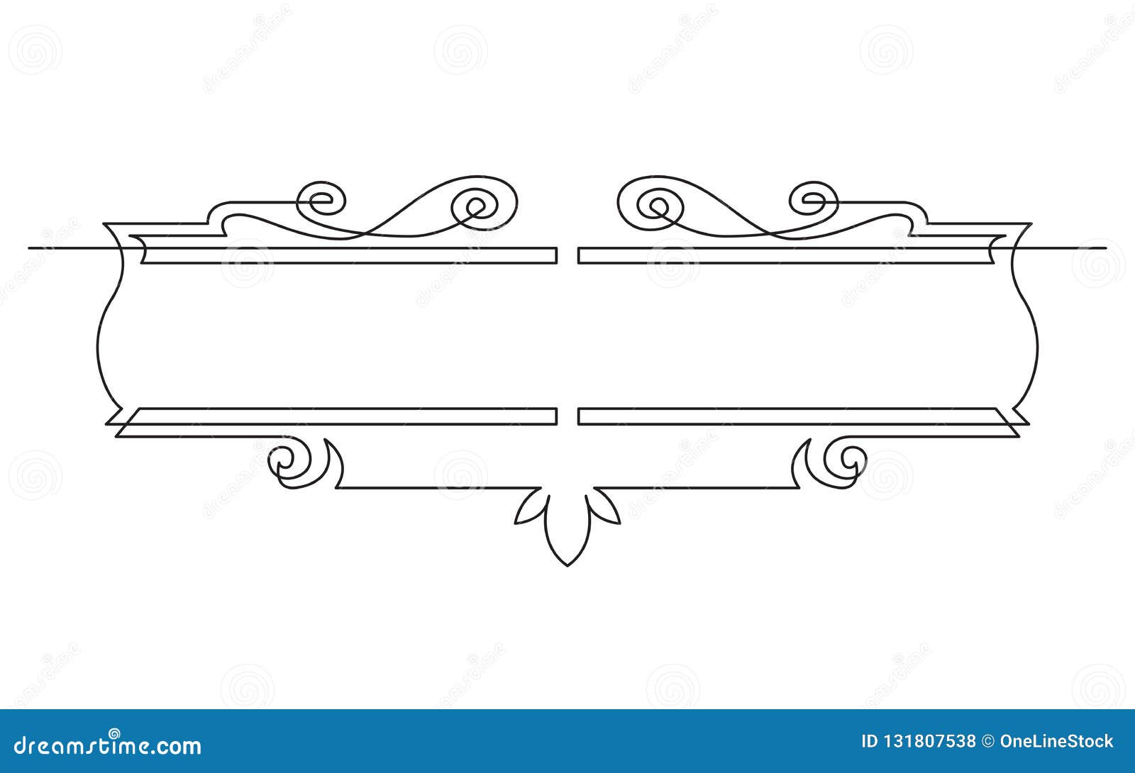 Continuous Line Drawing of Symmetrical Vignette Banner Design Stock ...