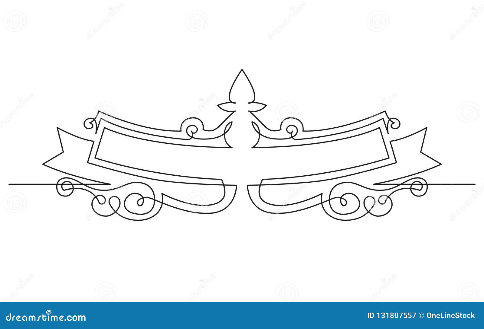 Continuous Line Drawing of Symmetrical Vignette Banner Design Stock ...