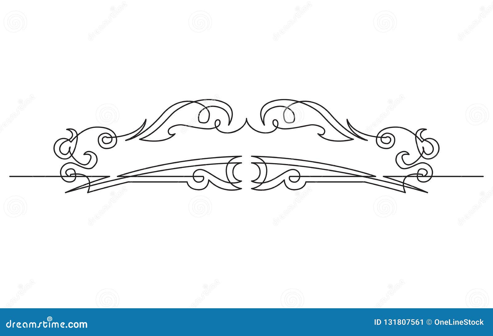 Continuous Line Drawing of Symmetrical Vignette Banner Design Stock ...