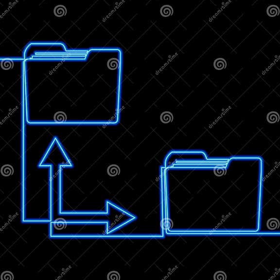Continuous Line Drawing Synchronization Big Data Icon Neon Glow Vector ...