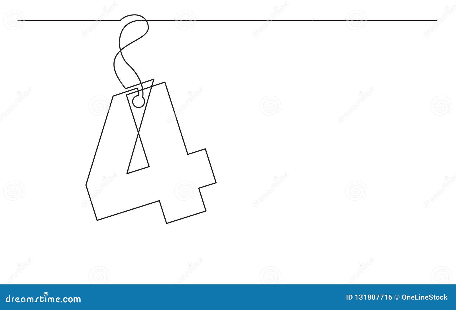 Continuous Line Drawing Of Tag Label Number Design Vector Illustration ...