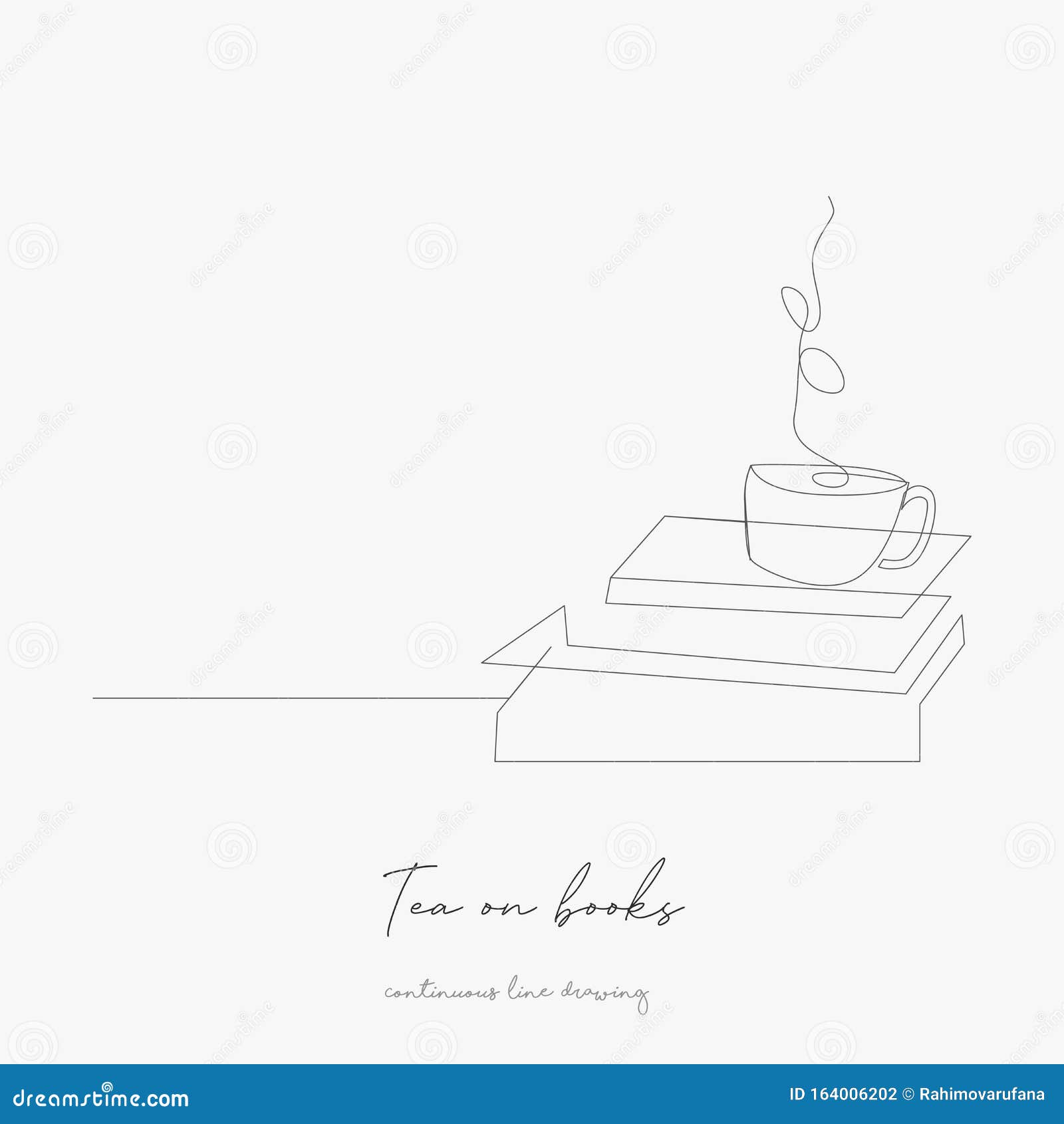 Continuous Line Drawing. Tea on Books. Simple Vector Illustration. Tea ...