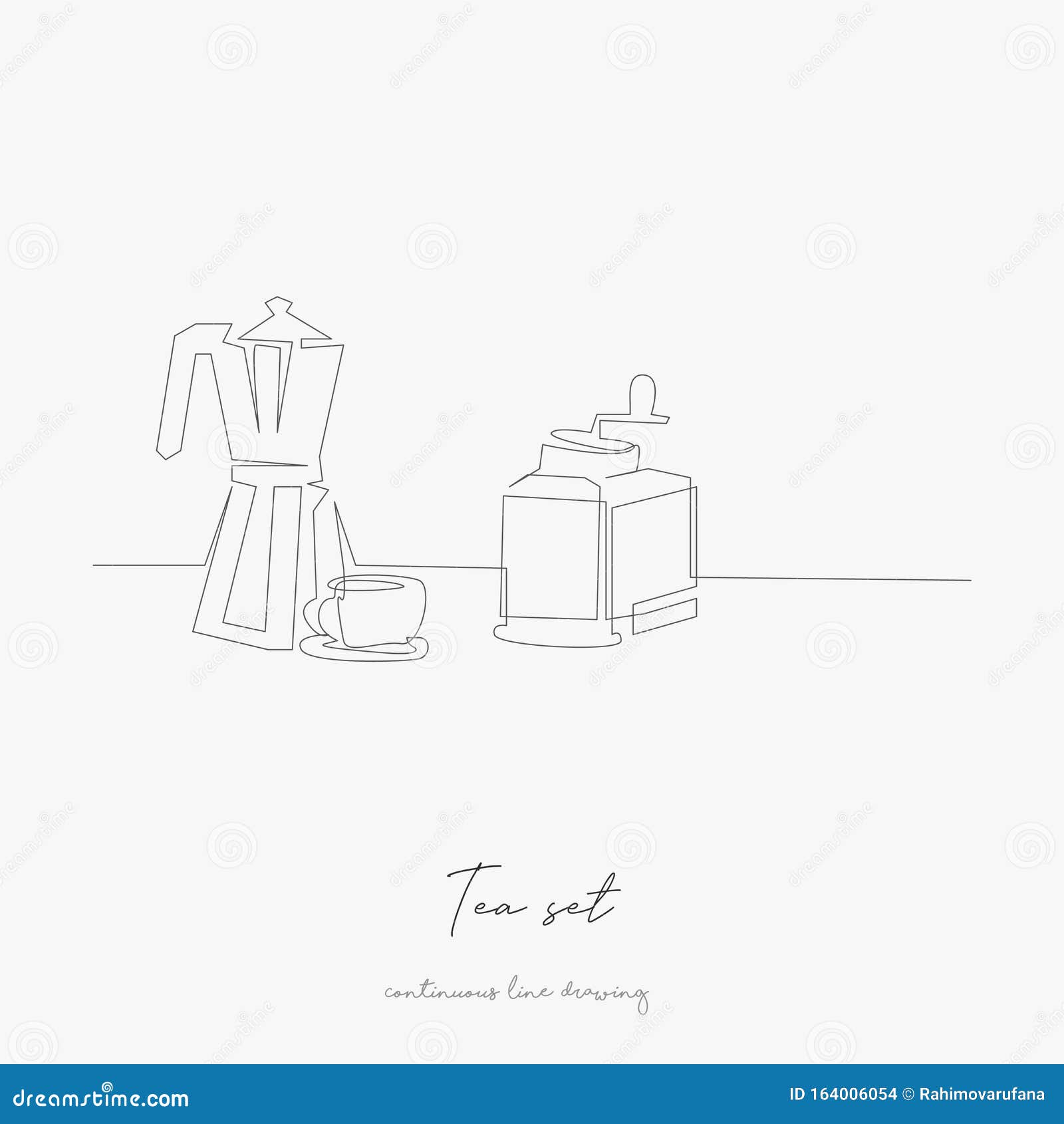 Continuous Line Drawing. Tea Set. Simple Vector Illustration. Tea Set ...