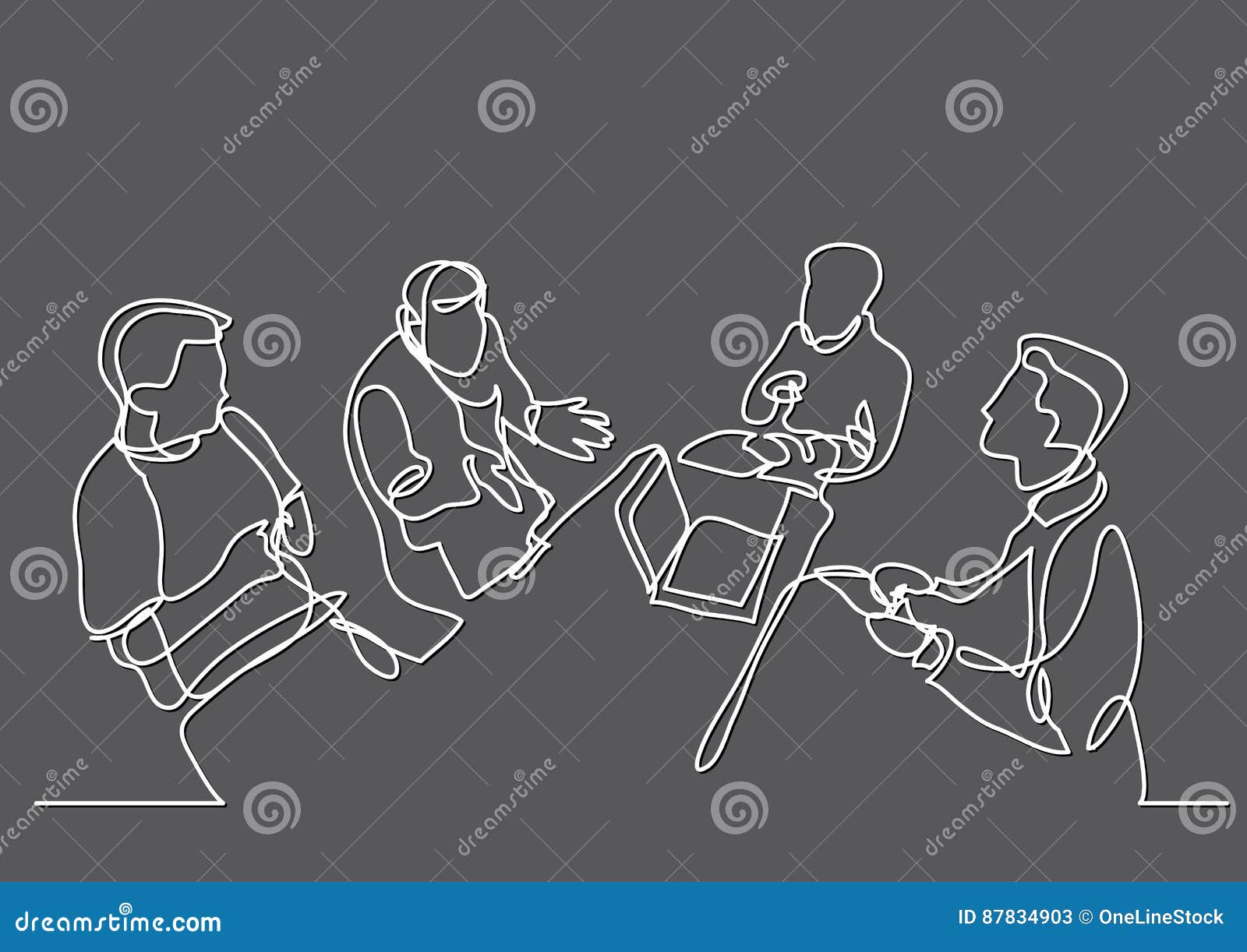 Continuous Line Drawing of Team Discussion Stock Vector - Illustration ...