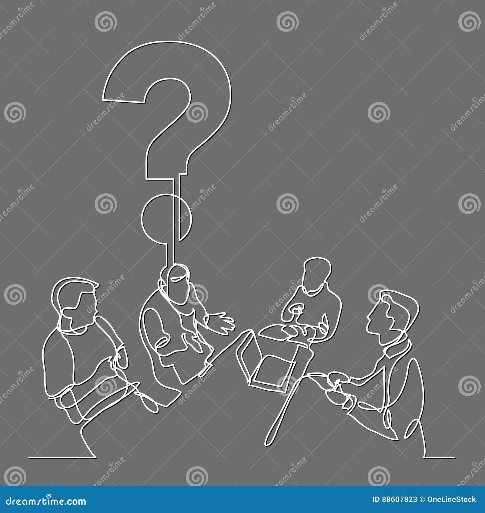 Continuous Line Drawing of Team Discussion New Question Stock Vector ...