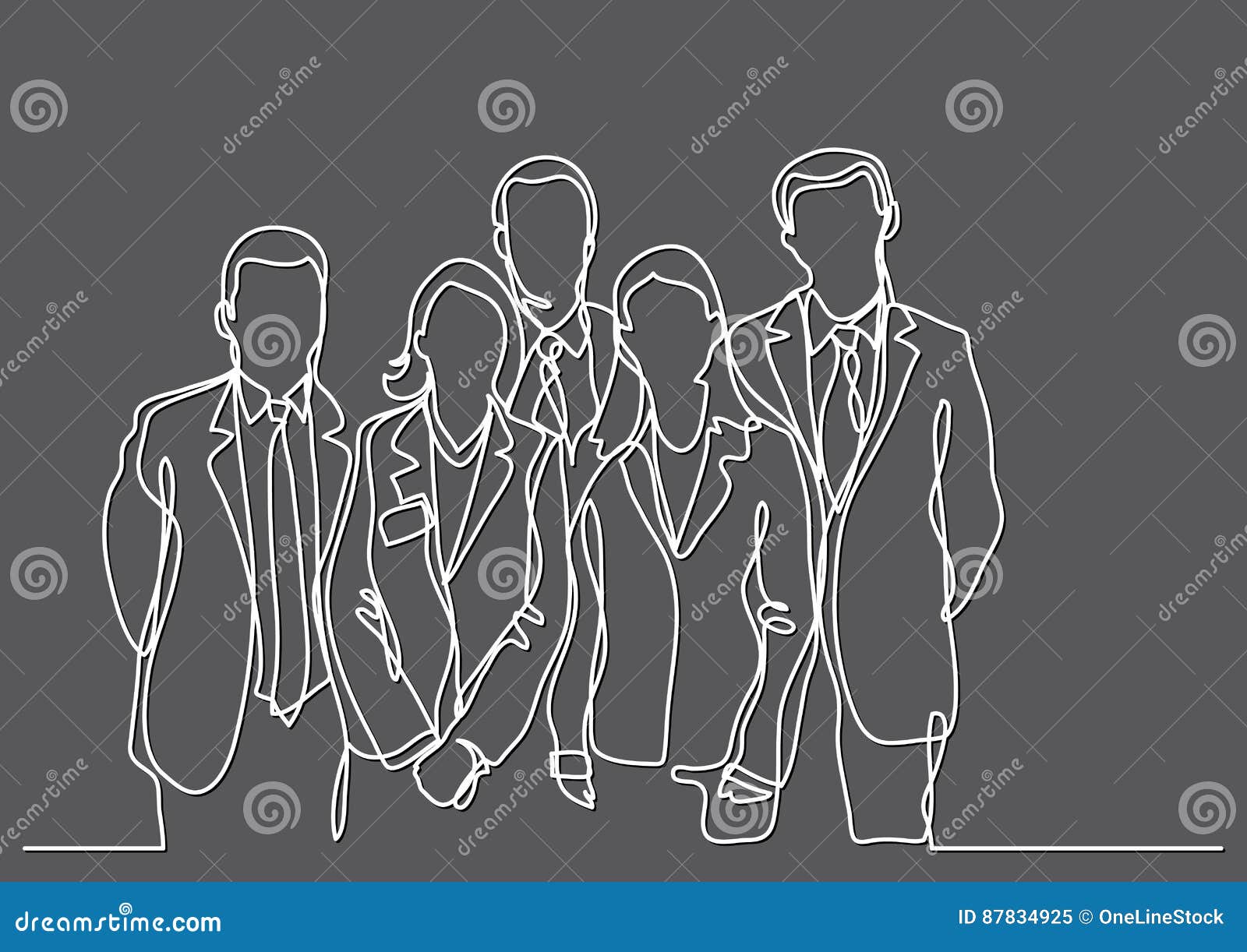 Continuous Line Drawing of Team of Employees Stock Vector ...