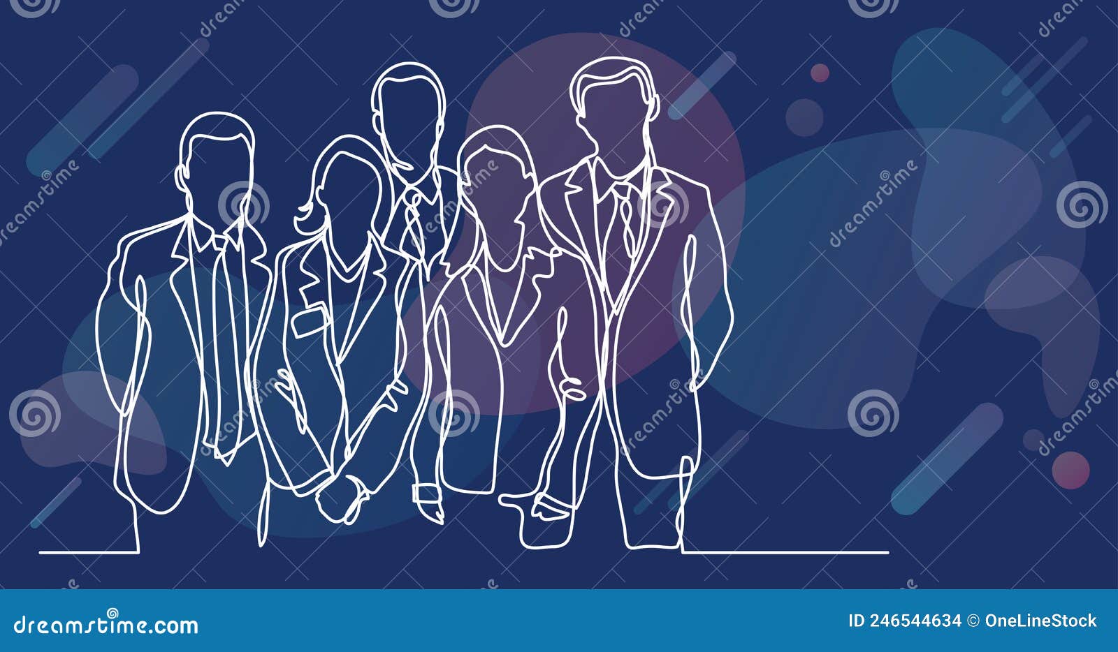 Continuous Line Drawing of Team of Employees Stock Vector ...