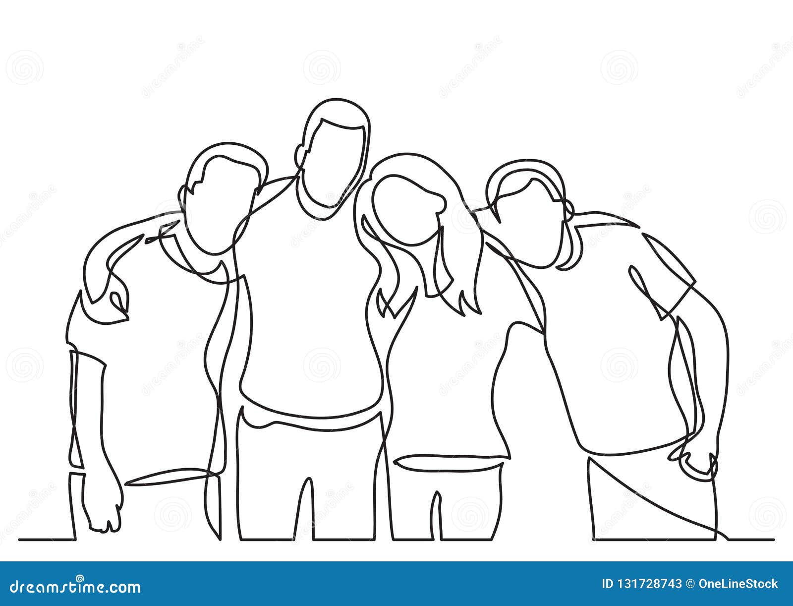 Continuous Line Drawing of Team Members Standing Together Stock Vector ... Continuous Line Drawing of Team Members Standing Together Stock Vector ...
