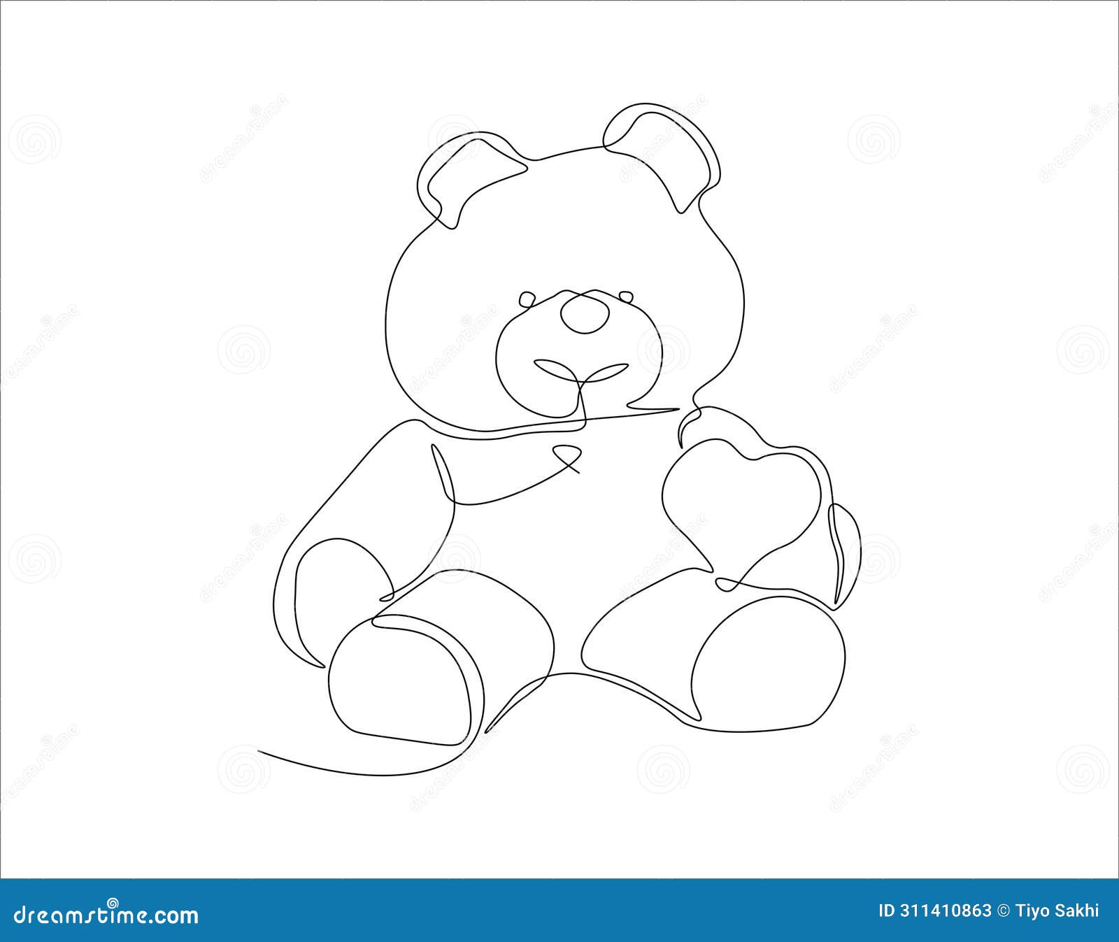 Continuous Line Drawing of Teddy Bear. One Line of Teddy Bear. Doll ...