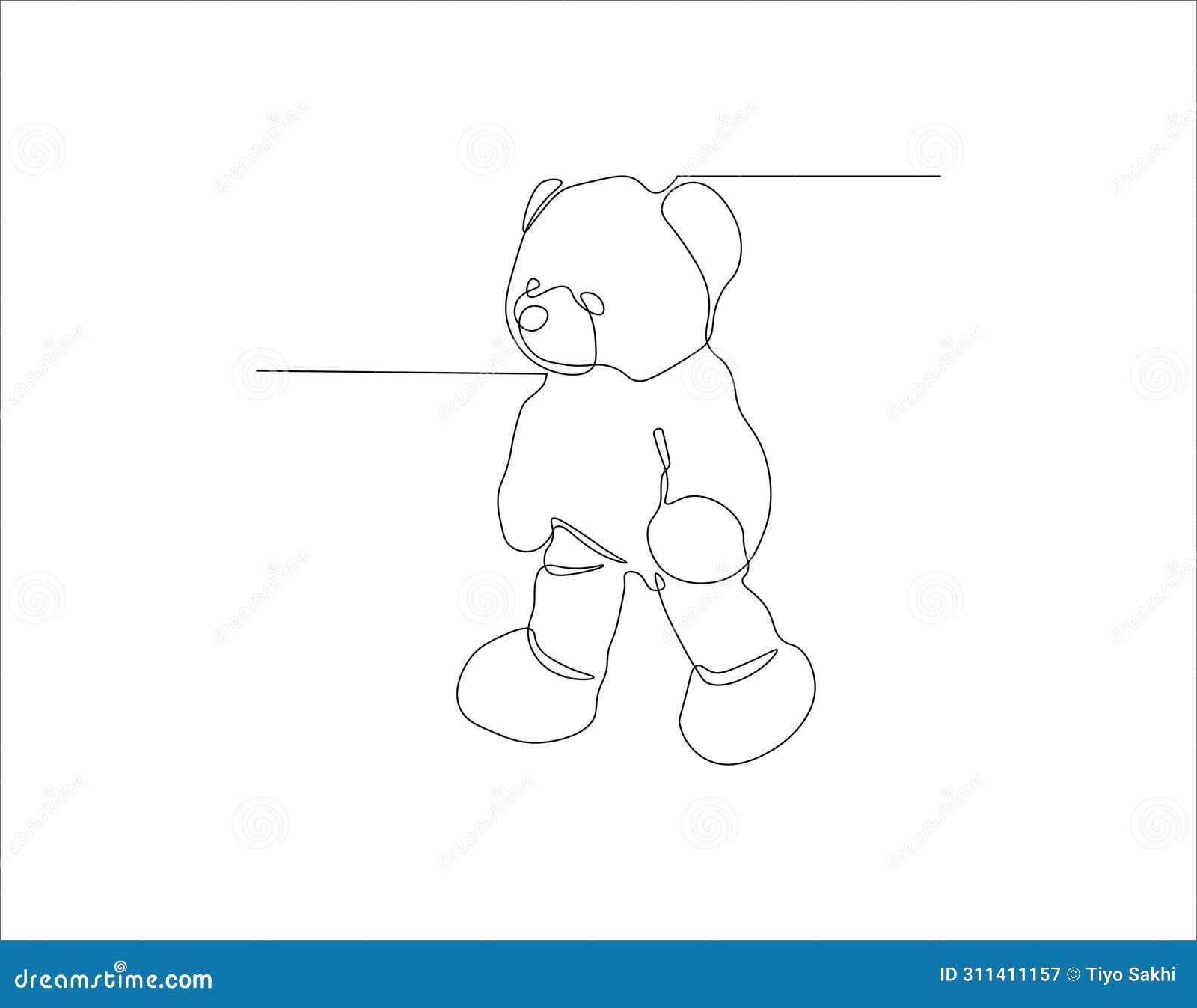 Continuous Line Drawing of Teddy Bear. One Line of Teddy Bear. Doll ...