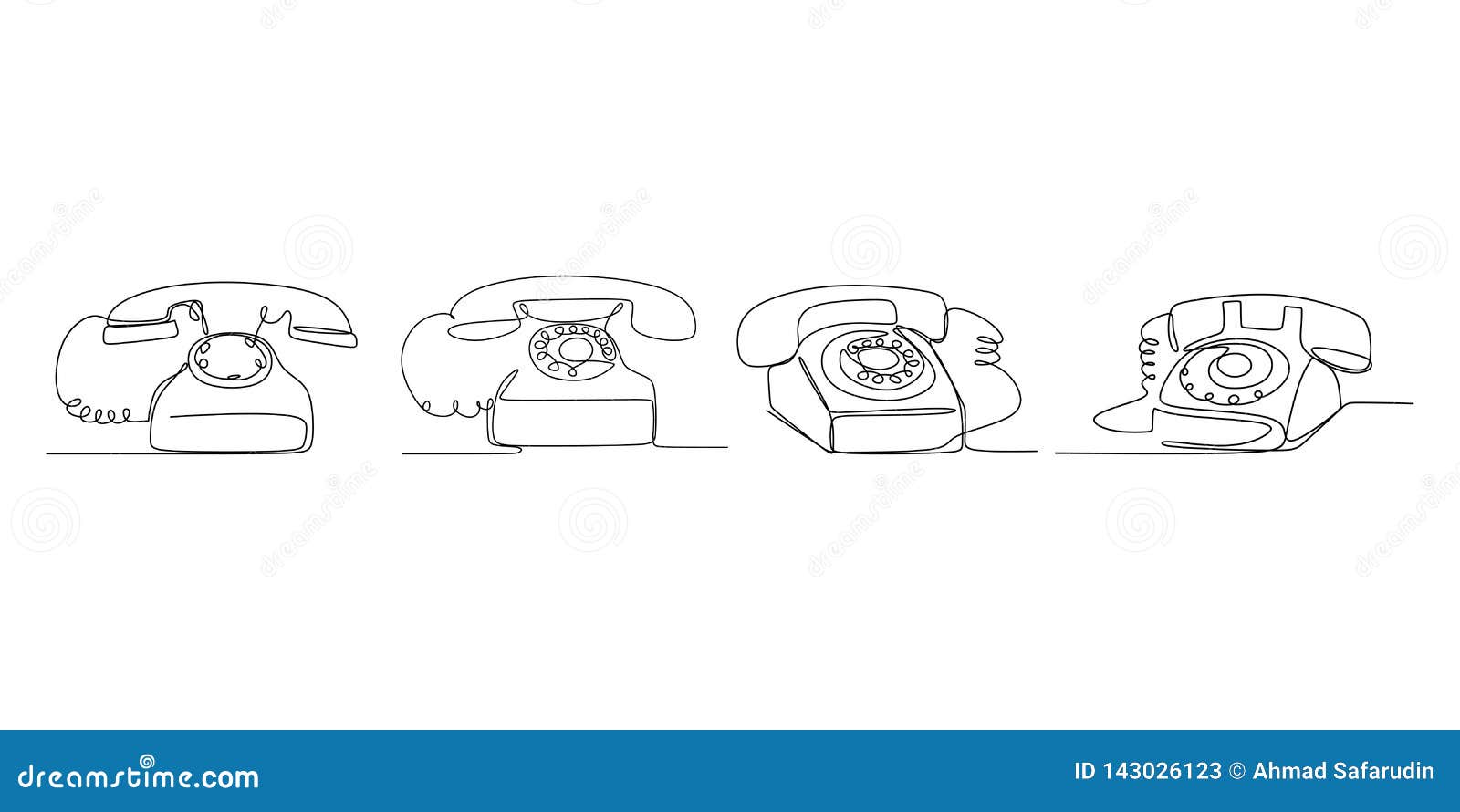 Continuous Line Drawing of Telephone Set Stock Vector - Illustration of ...