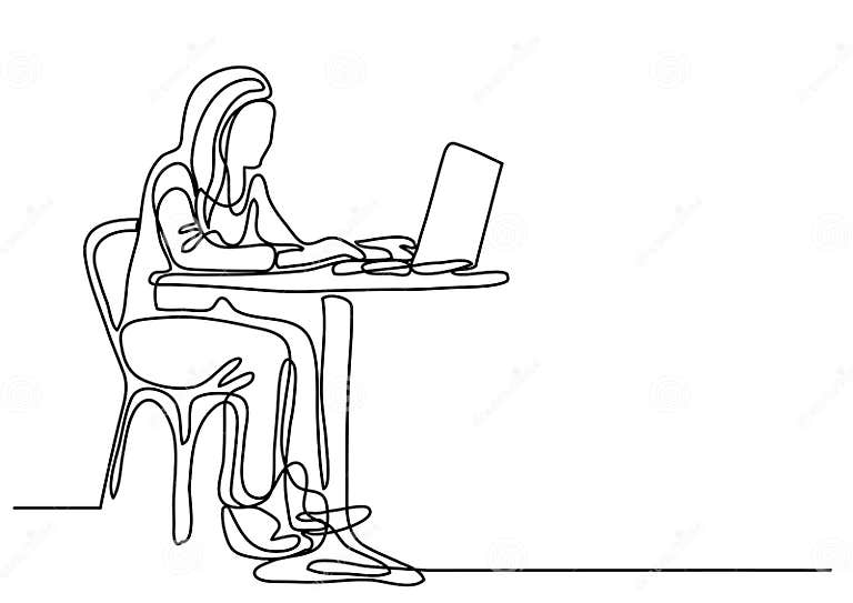 _continuous-line-drawing-template Stock Vector - Illustration of laptop ...