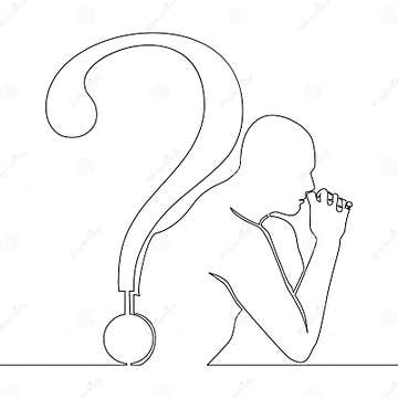 Continuous Line Drawing Thinking Man with Question Mark Icon Vector ...