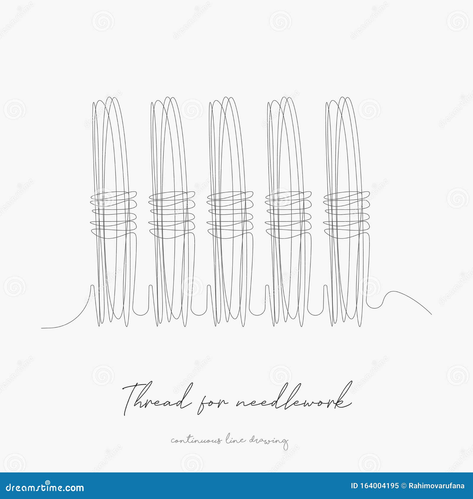 Continuous Line Drawing. Thread for Needlework. Simple Vector ...