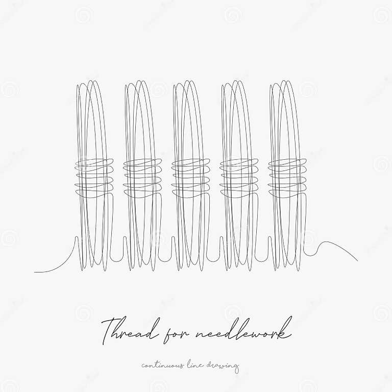 Continuous Line Drawing. Thread for Needlework. Simple Vector ...