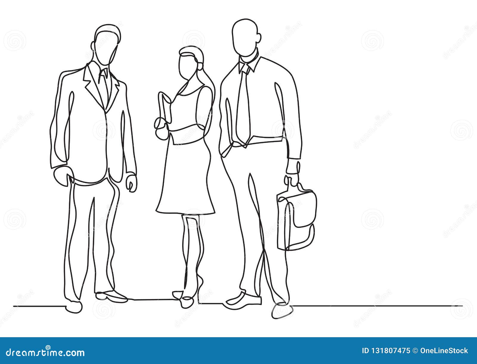 Continuous Line Drawing of Three Business Professionals Standing ...