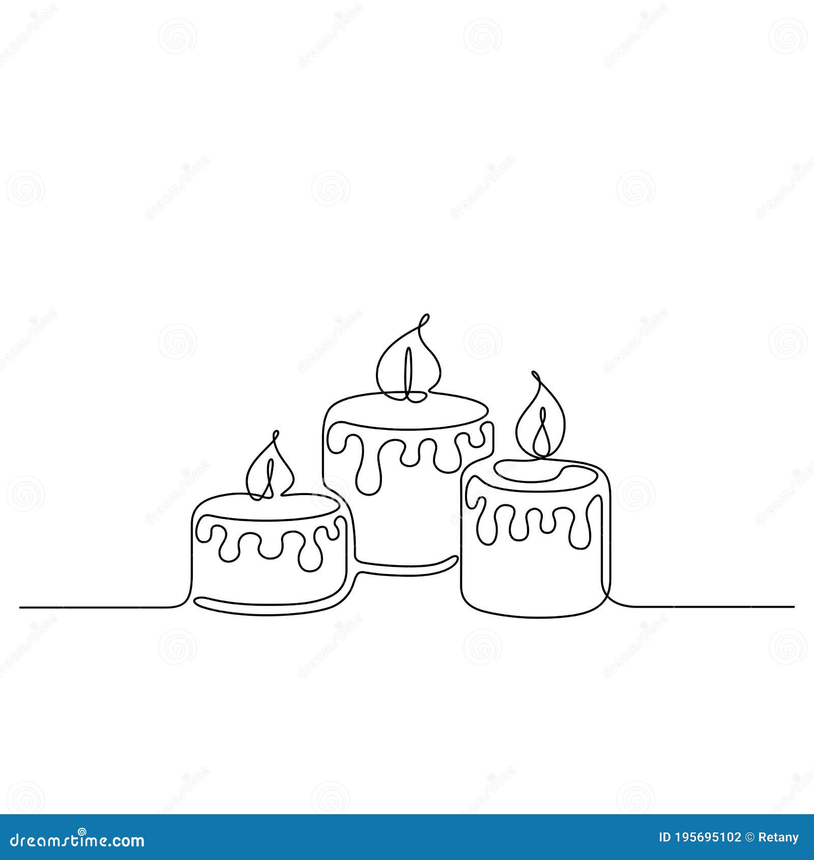 Continuous Line Drawing. Three Candles. Vector Illustration ...