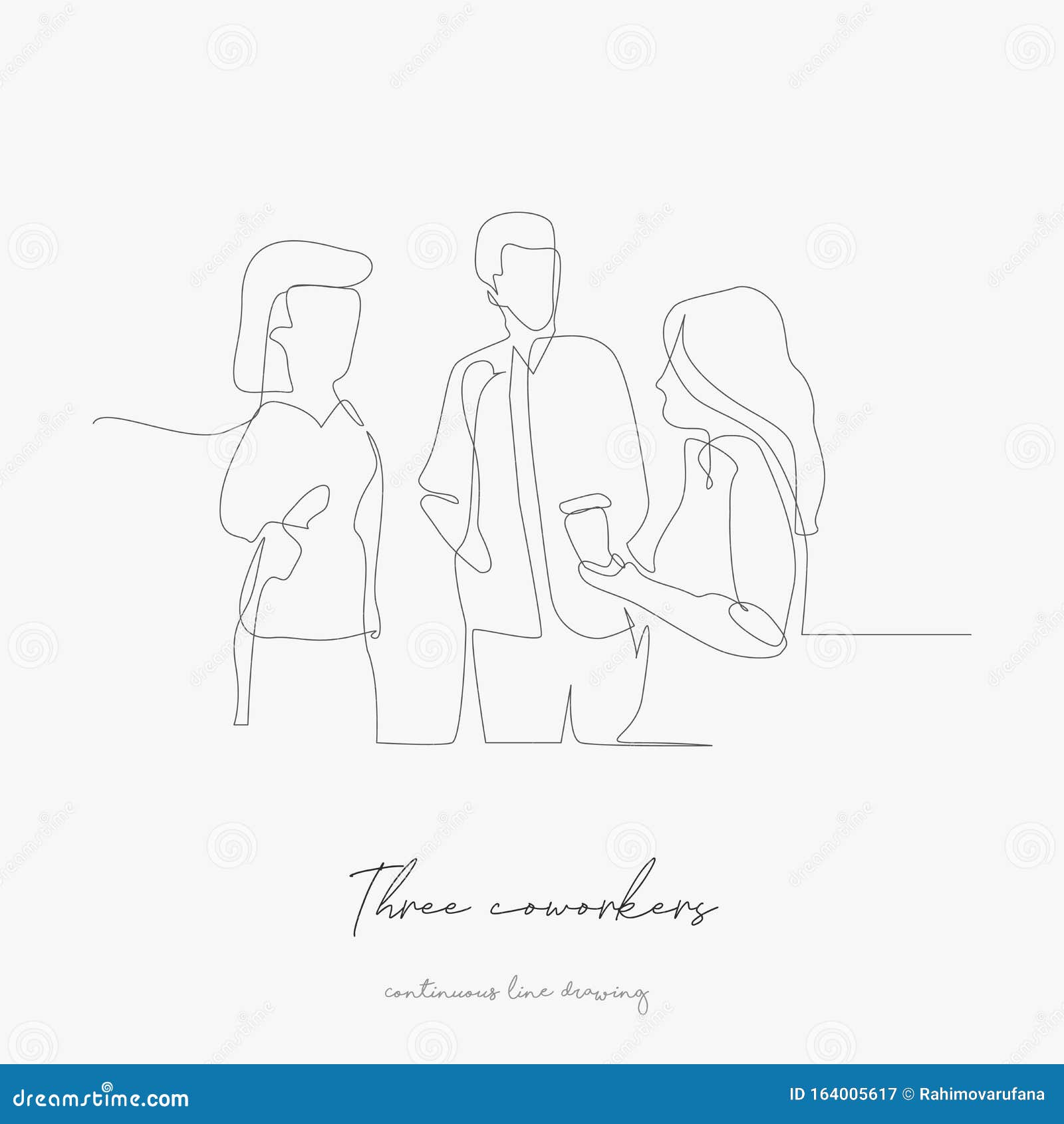 Continuous Line Drawing. Three Coworkers Talking. Simple Vector ...