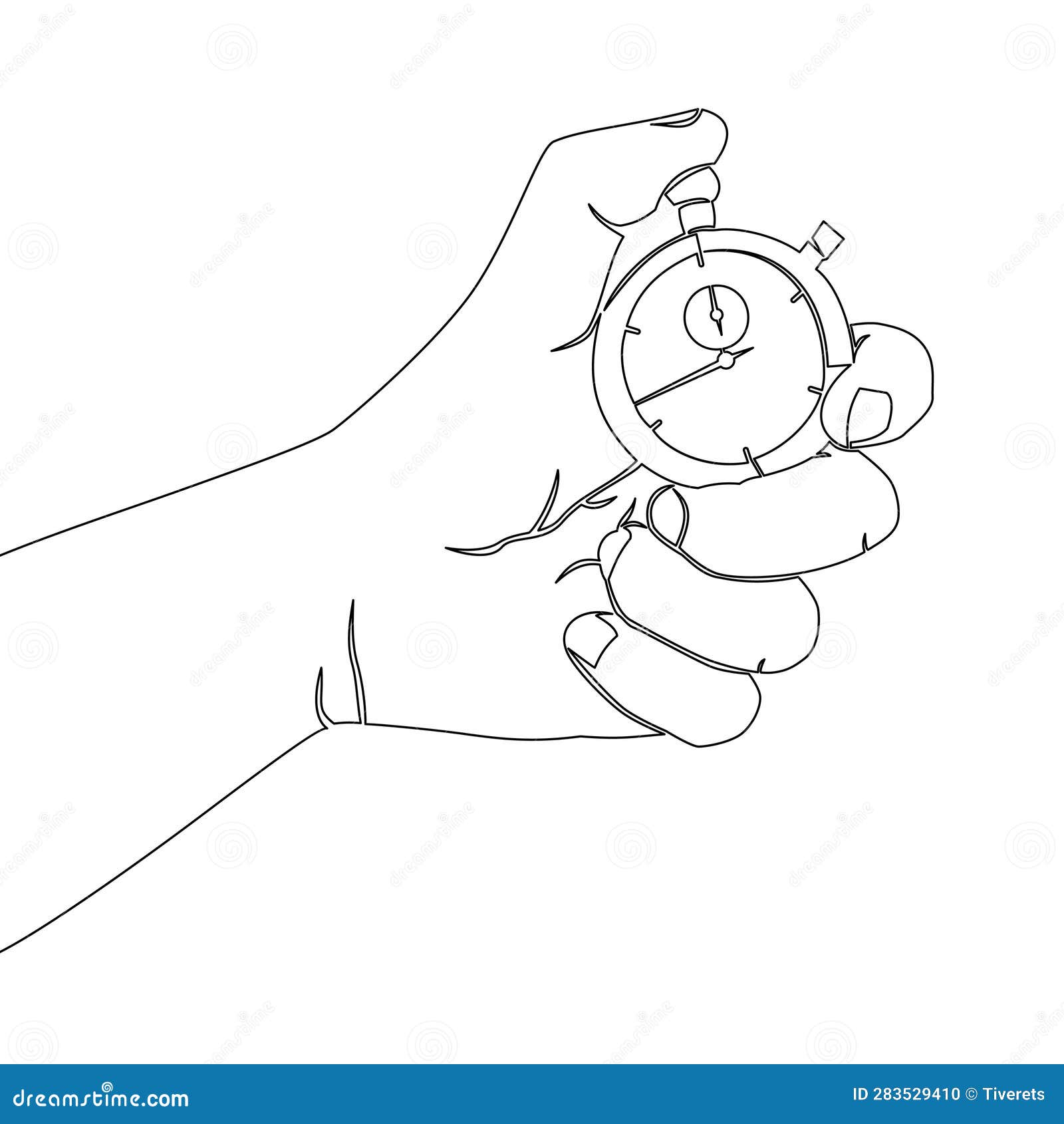 Continuous Line Drawing Time Management, Stopwatch in Hand Icon Vector ...