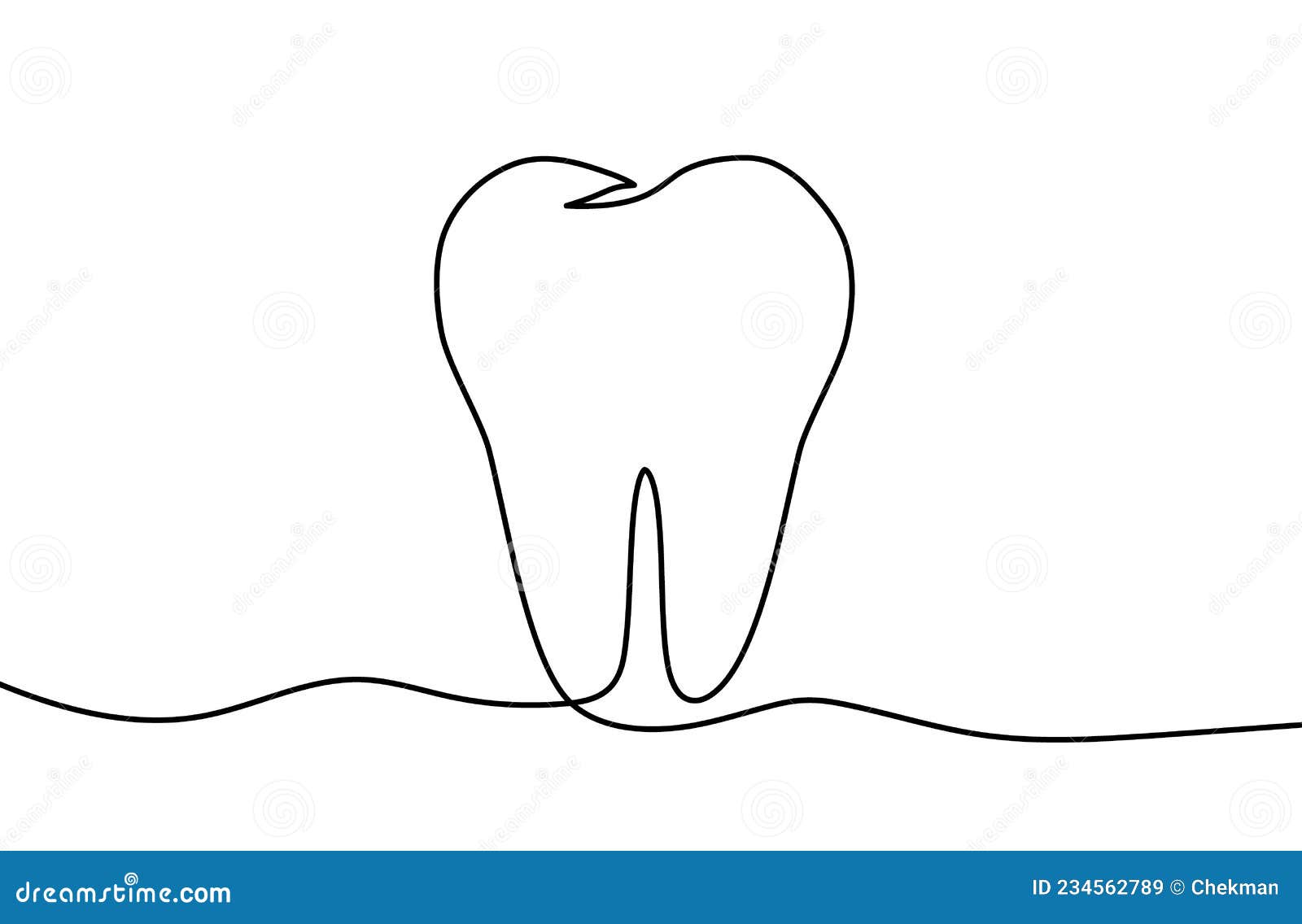Continuous Line Drawing of Tooth. Tooth Line Icon. One Line Drawing ...