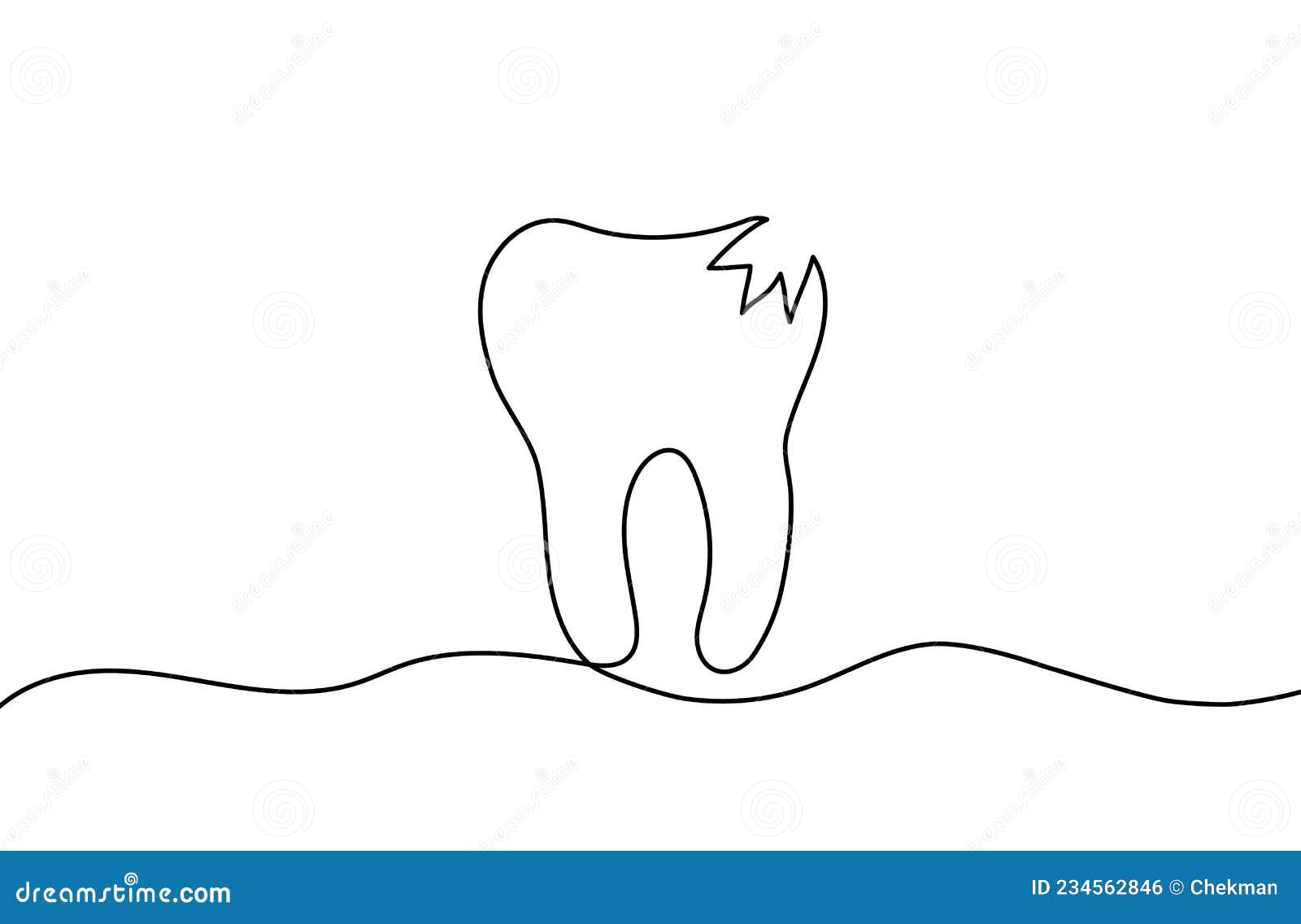 Continuous Line Drawing of Tooth. Tooth Line Icon. One Line Drawing ...