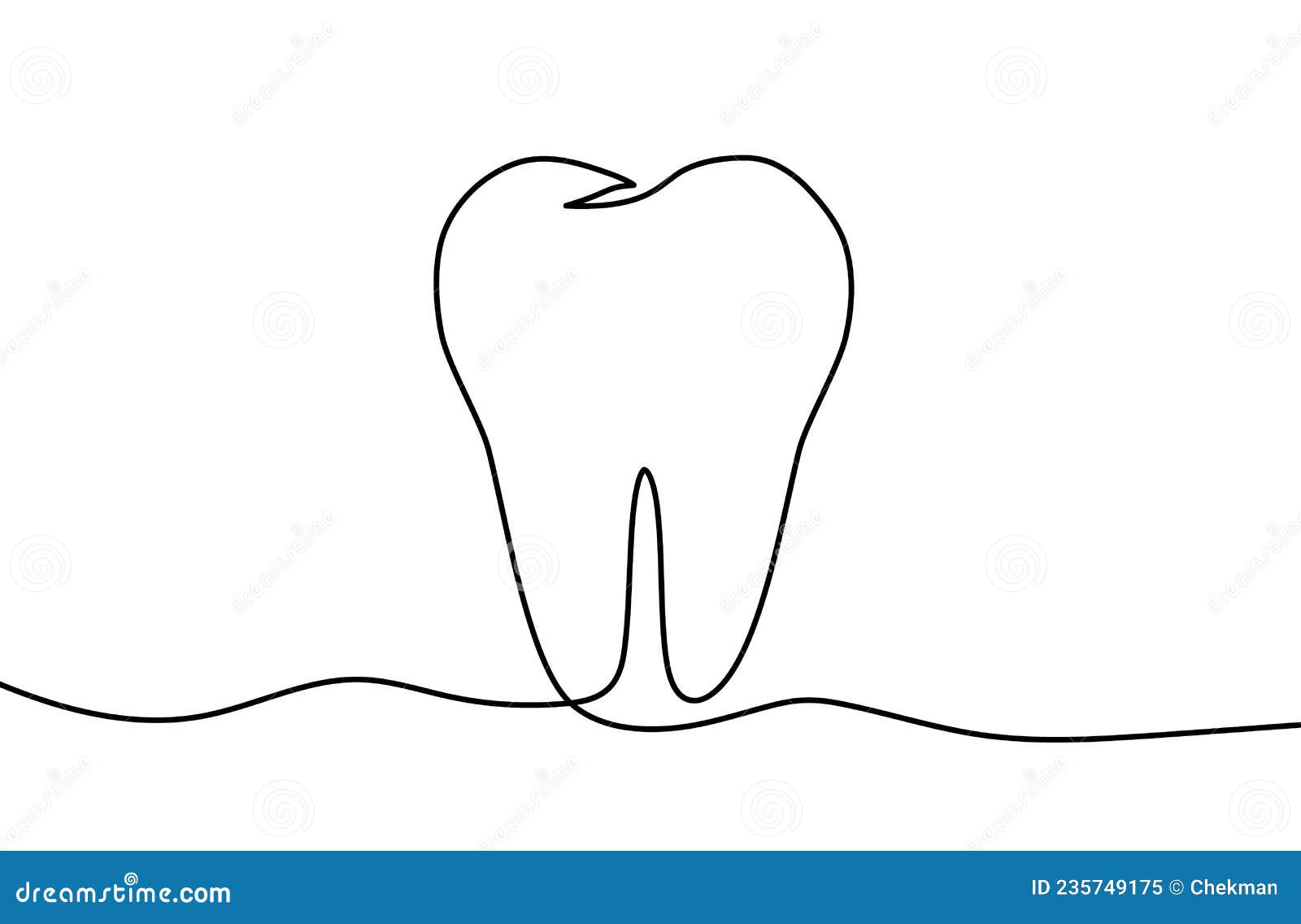 Continuous Line Drawing of Tooth. Tooth Line Icon. One Line Drawing ...