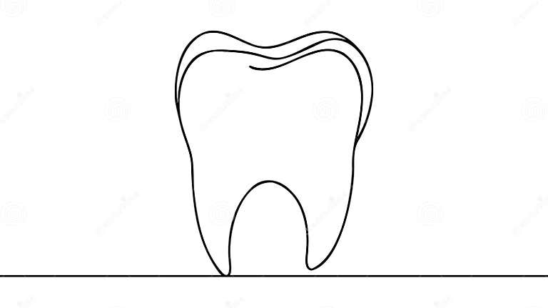 Continuous Line Drawing of Tooth. Tooth Line Icon. One Line Drawing ...
