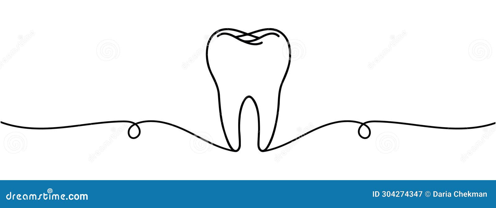 Continuous Line Drawing of Tooth. Tooth Line Icon. One Line Drawing ...