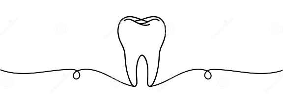 Continuous Line Drawing of Tooth. Tooth Line Icon. One Line Drawing ...