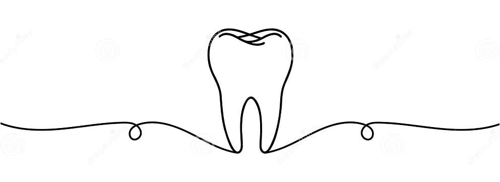 Continuous Line Drawing of Tooth. Tooth Line Icon. One Line Drawing ...