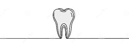 Continuous Line Drawing of Tooth. Tooth Line Icon. One Line Drawing ...