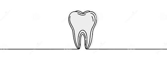 Continuous Line Drawing of Tooth. Tooth Line Icon. One Line Drawing ...