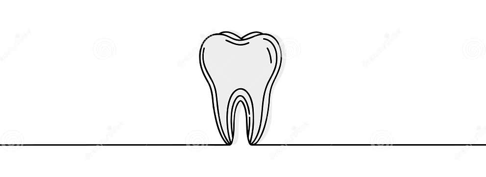Continuous Line Drawing of Tooth. Tooth Line Icon. One Line Drawing ...