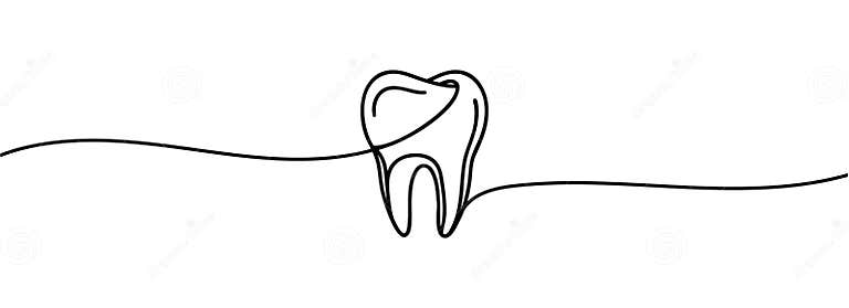 Continuous Line Drawing of Tooth. Tooth Line Icon. One Line Drawing ...