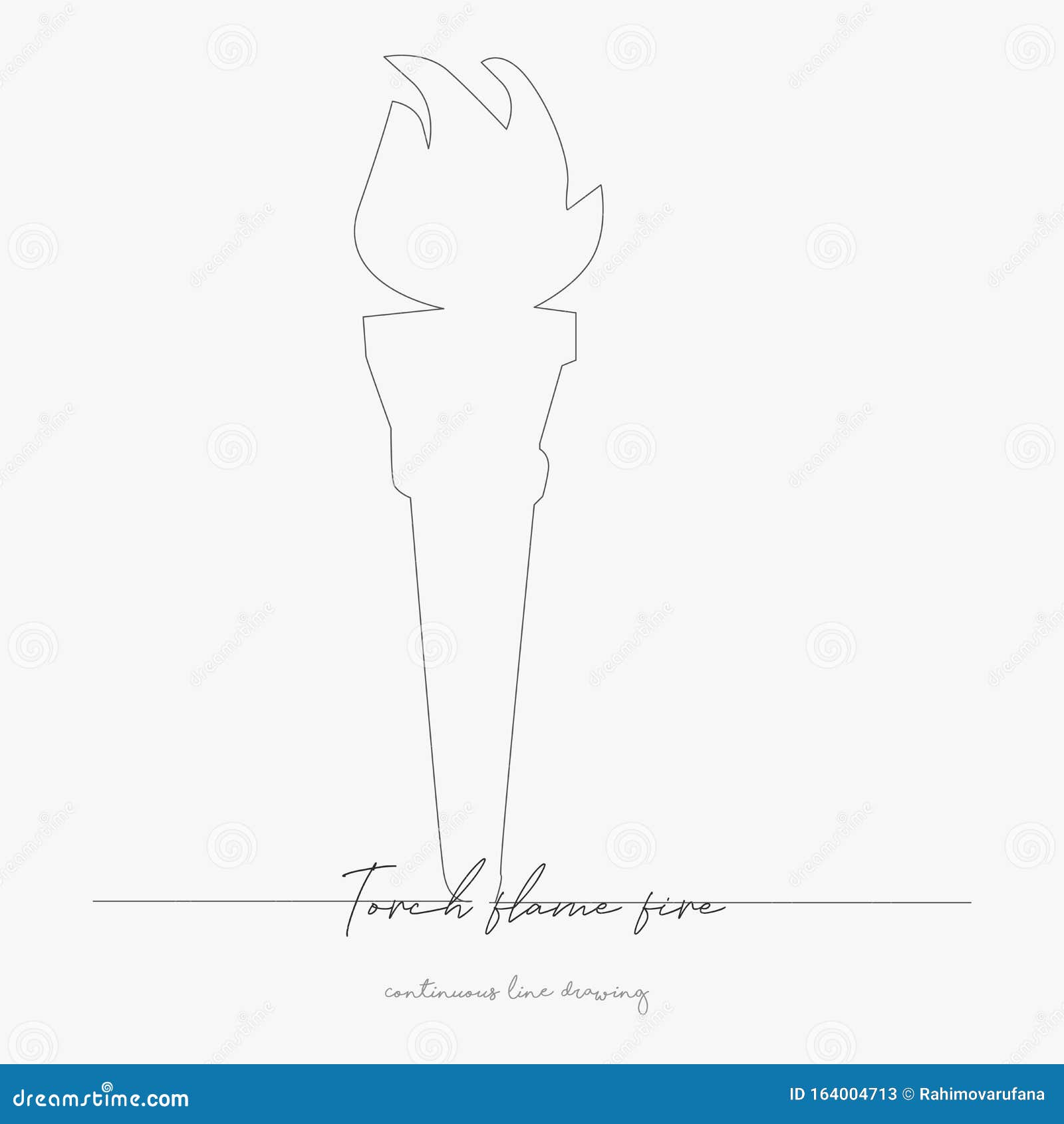 Continuous Line Drawing. Torch Flame Fire. Simple Vector Illustration ...