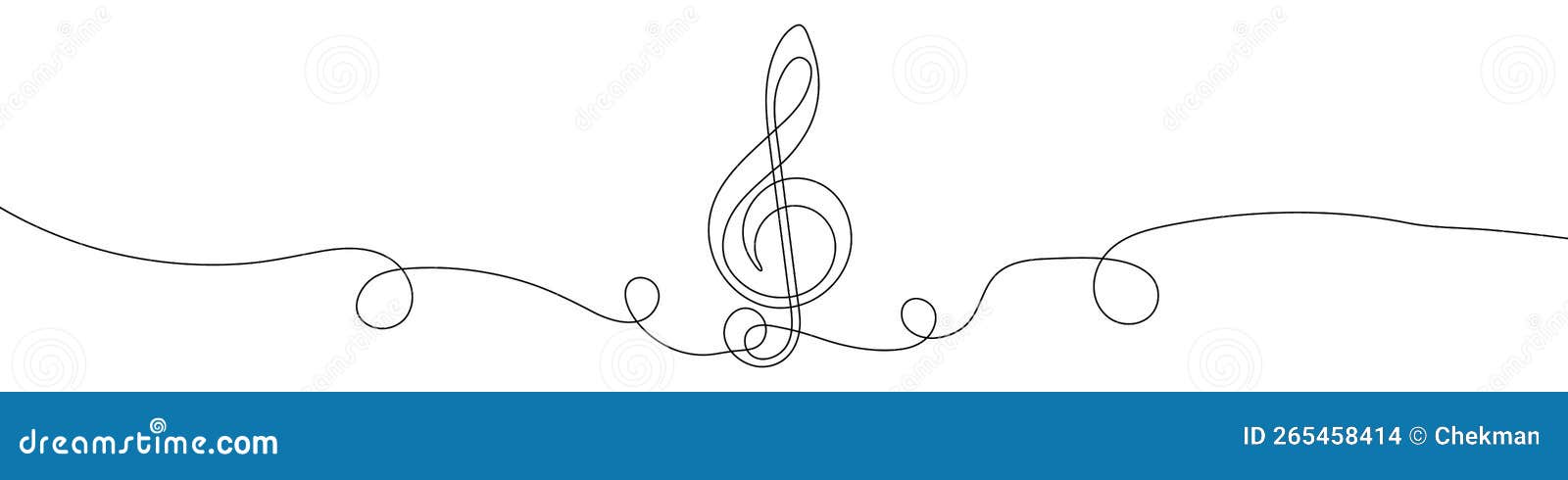 Continuous Line Drawing of Treble Clef. One Line Drawing Background ...