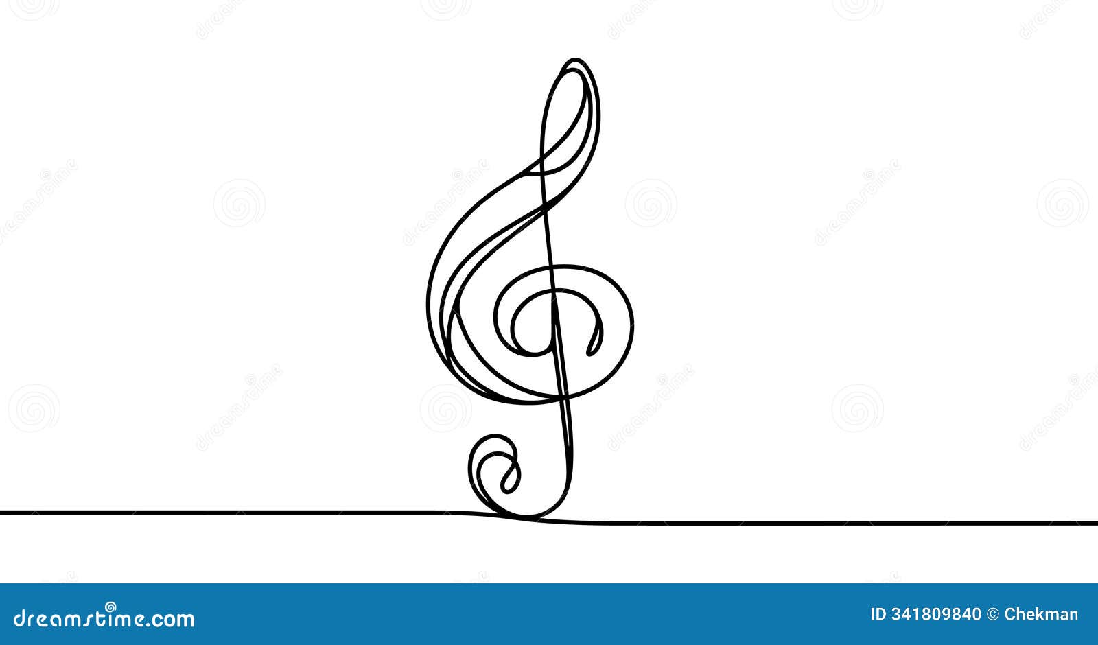 Continuous Line Drawing of a Treble Clef on White Background Stock ...