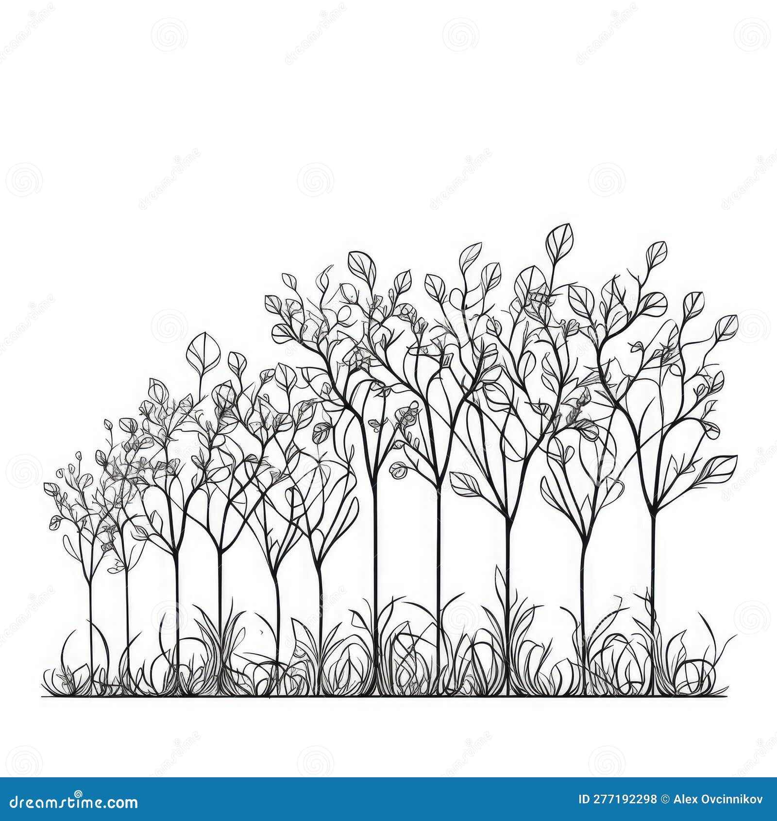 Continuous Line Drawing of Tree Growth Steps for Plant Lovers. Stock ...