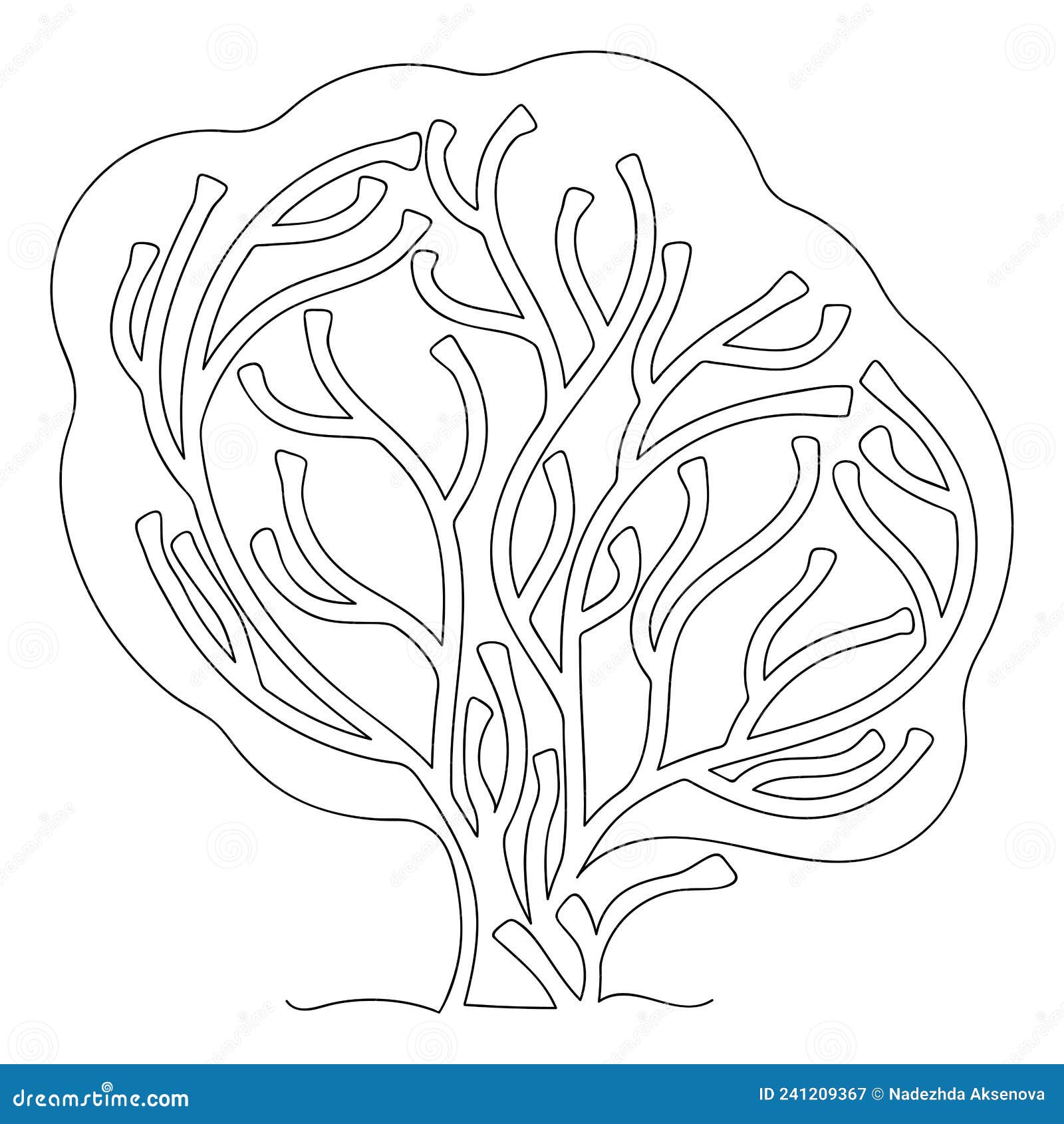 Continuous Line Drawing Tree. Hand Drawn Vector Illustration on White ...