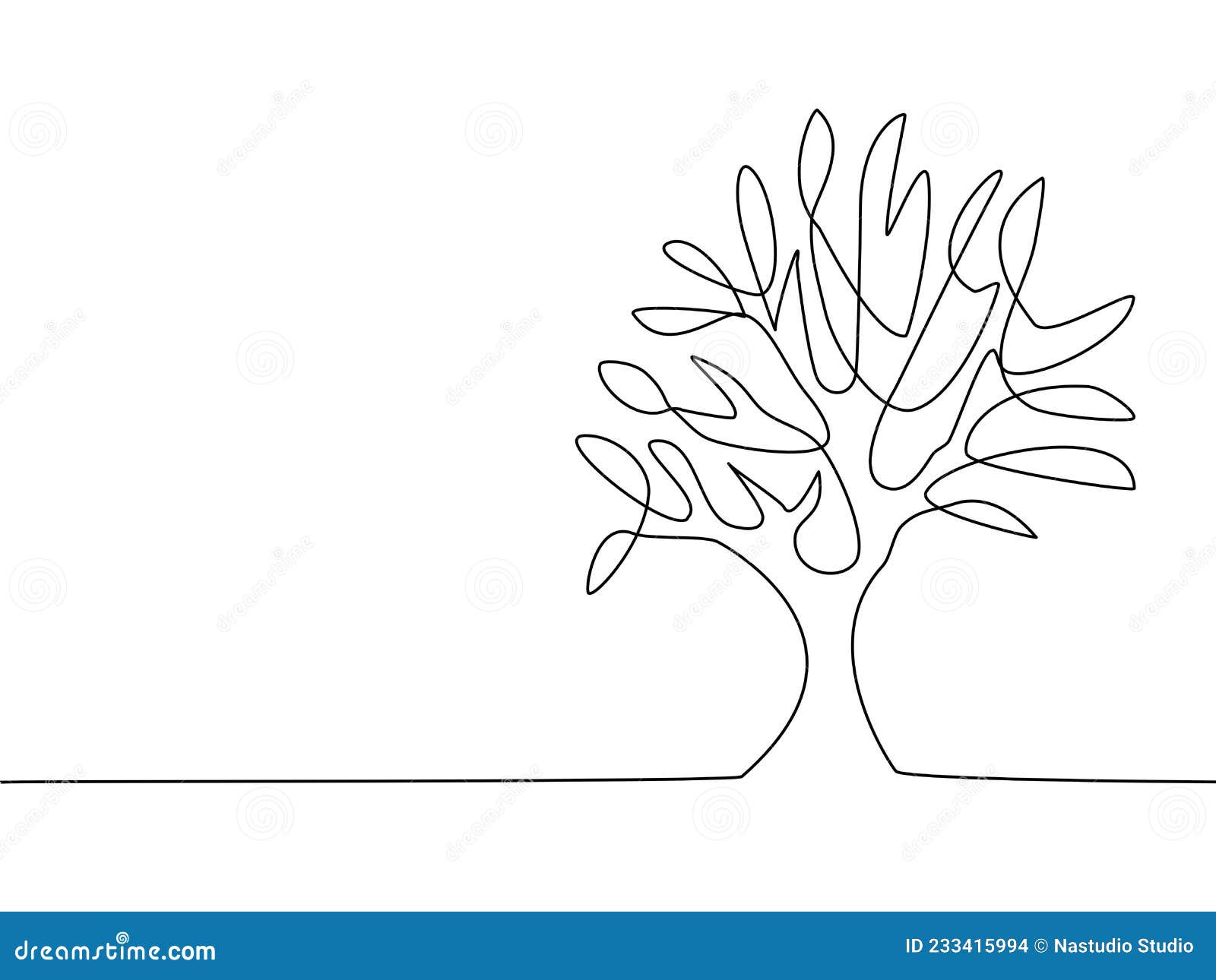 2 Continuous Line Drawing of Trees on a White Background. Environmental ...