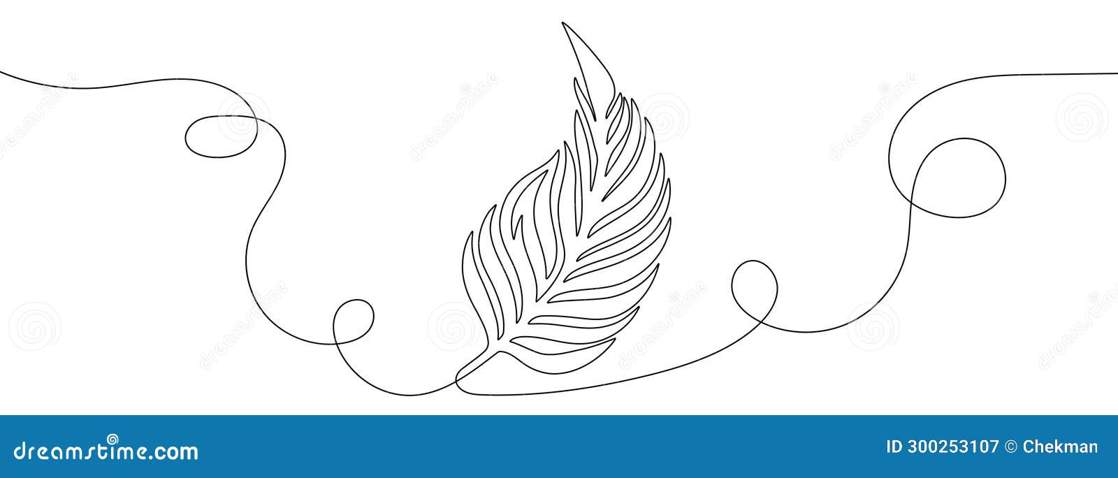 Continuous Line Drawing of Tropical Leaf. Leaf Continuous Line. Stock ...