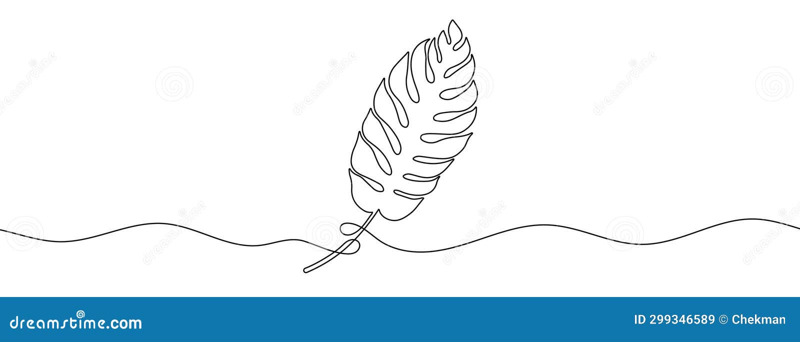 Continuous Line Drawing of Tropical Leaf. Leaf Continuous Line. Stock ...