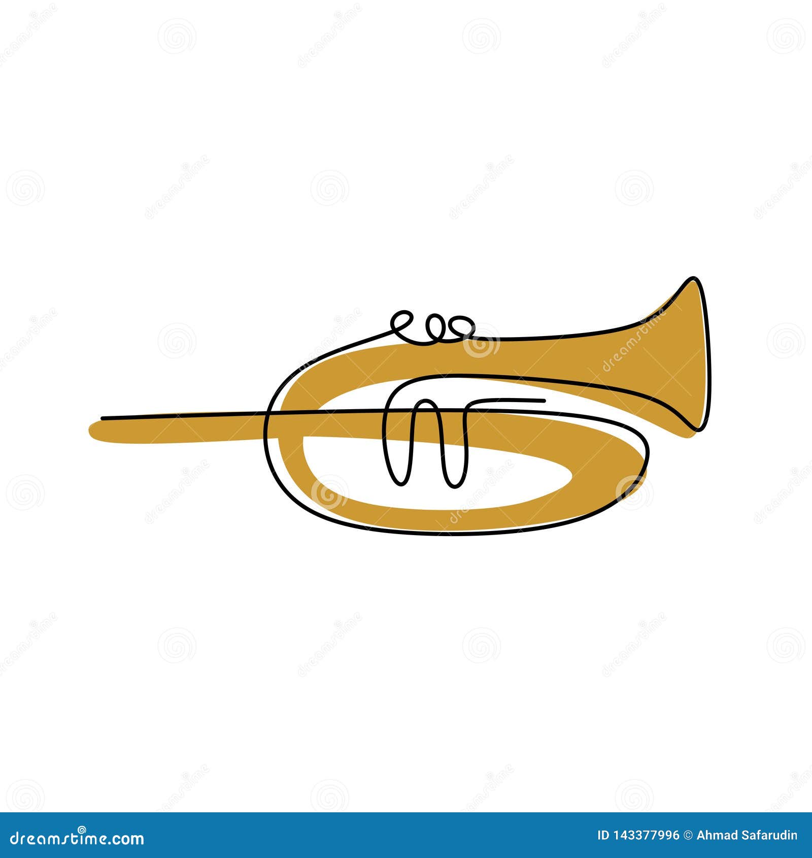 Trumpet Musical Instrument One Continuous Line Drawing Vector ...