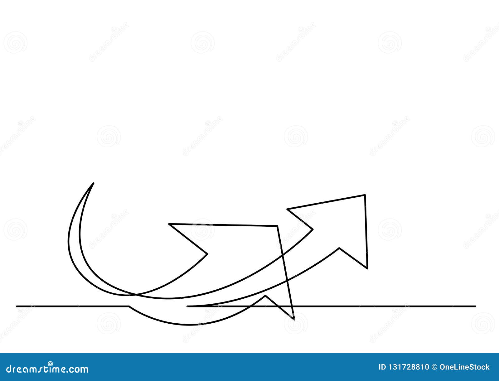 Continuous Line Drawing of Two Arrows Stock Vector - Illustration of ...