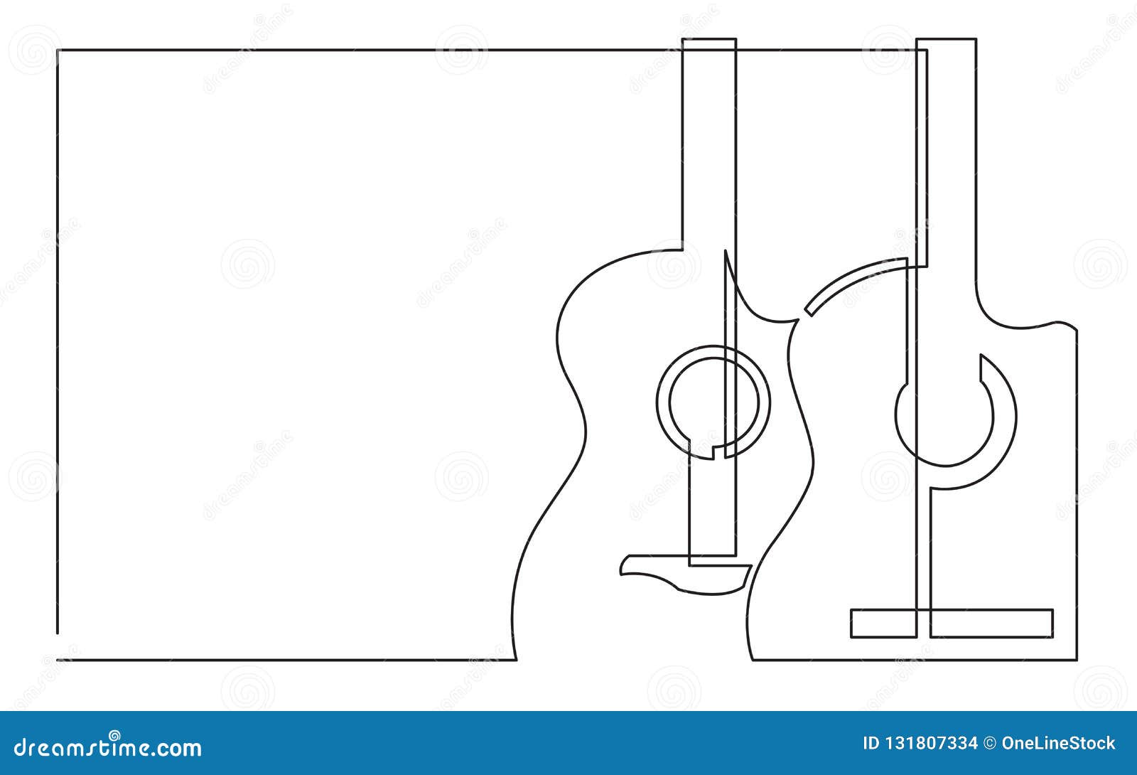 Continuous Line Drawing of Two Classical Acoustic Guitars Stock Vector ...