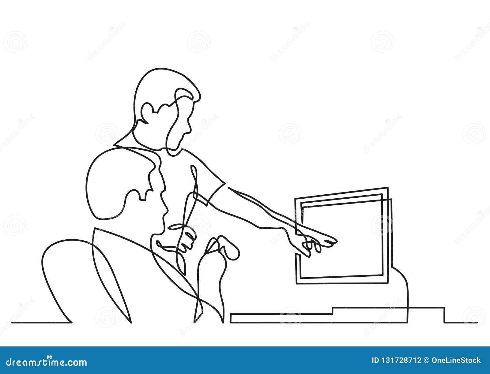 Continuous Line Drawing of Two Coworkers Discussing Work on Screen ... Continuous Line Drawing of Two Coworkers Discussing Work on Screen ...