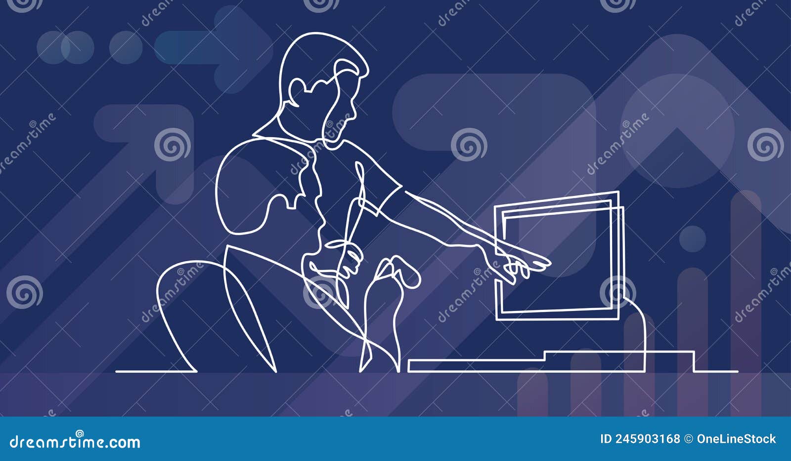 Continuous Line Drawing of Two Coworkers Discussing Work on Screen ... Continuous Line Drawing of Two Coworkers Discussing Work on Screen ...